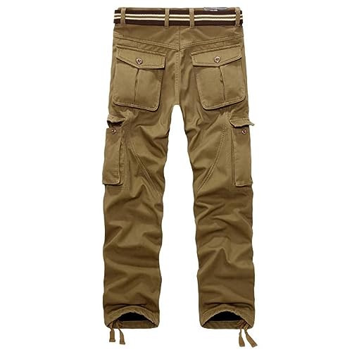 Men's Fleece Lining Winter Warm Ski Outdoor Cargo Work Trousers Tactical Pants Combat Ripstop Trousers with Multi-Pockets