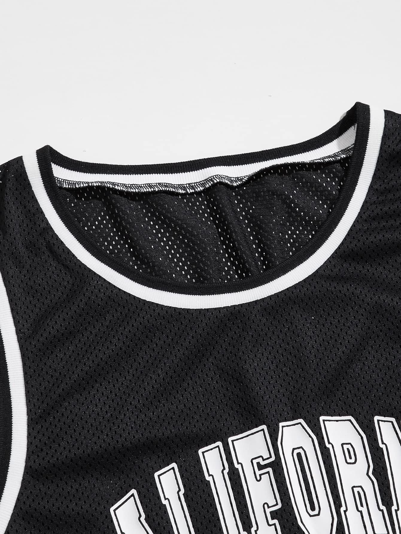SOLY HUX Men's California Mesh Athletic Basketball Jersey Letter Print Sleeveless Tank Top Black M