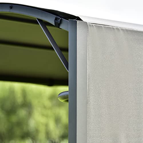 DHPM Iron Double Tiered Backyard Patio BBQ Grill Gazebo with Bar Counters&Extendable Shades for Your Yard, Patio, Garden, Outdoor or Party