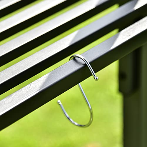 DHPM Iron Double Tiered Backyard Patio BBQ Grill Gazebo with Bar Counters&Extendable Shades for Your Yard, Patio, Garden, Outdoor or Party