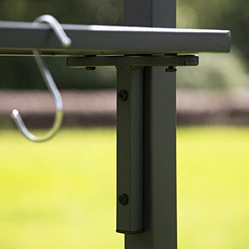 DHPM Iron Double Tiered Backyard Patio BBQ Grill Gazebo with Bar Counters&Extendable Shades for Your Yard, Patio, Garden, Outdoor or Party