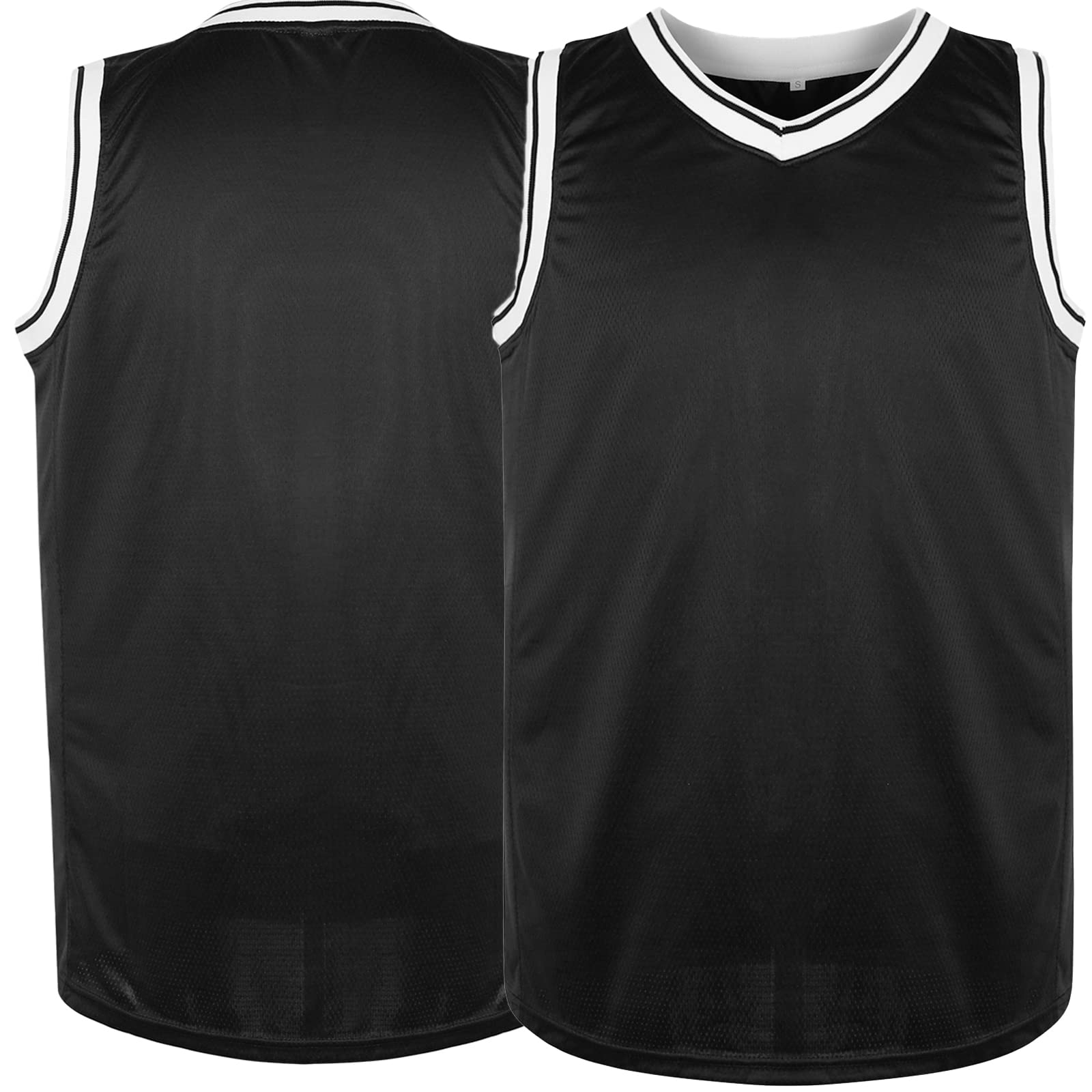 Blank Basketball Jersey Men's Mesh Athletic Practice Sports Shirts 90S Hip Hop Jersey (Black, Small)