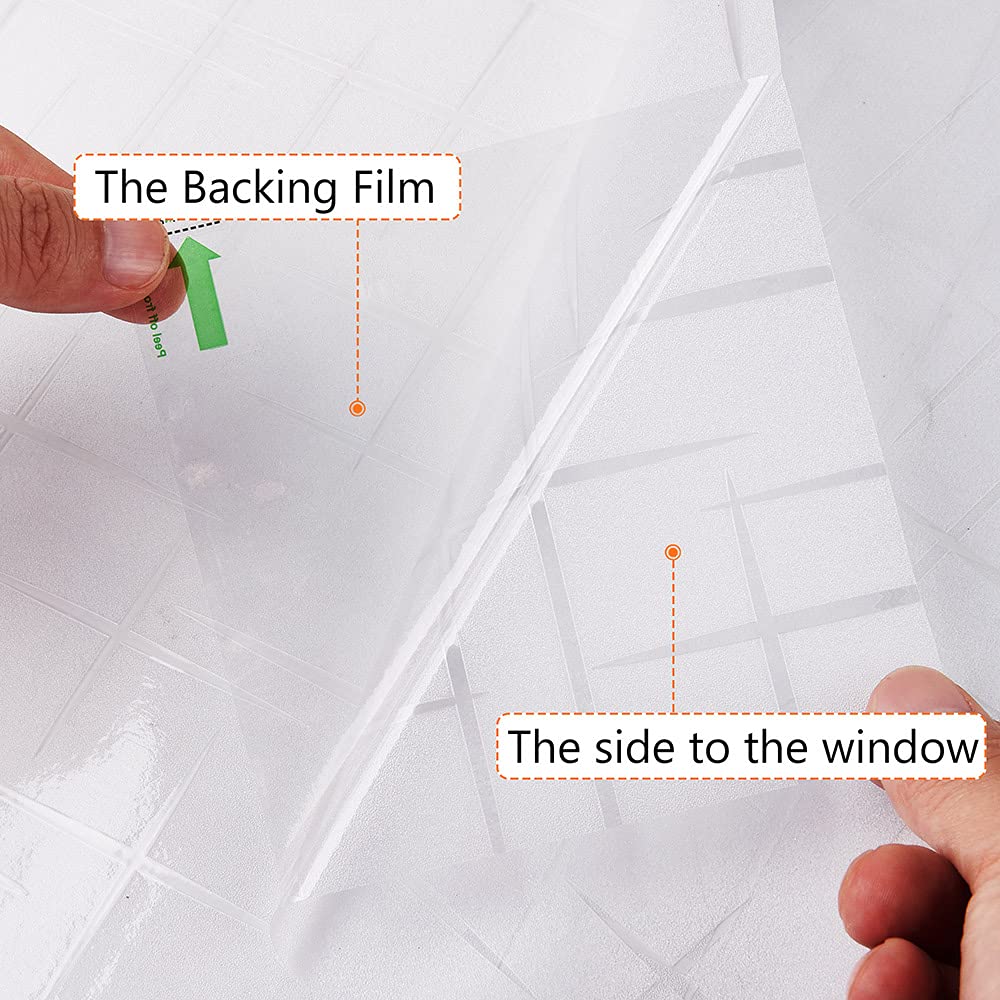 NINETREX Frosted Window Privacy Film,Window Cling Privacy Film, Decorative Glass Static Cling Non-Adhesive Vinyl Removable for Home Office Cross Pattern,17.5 x 78.7Inches