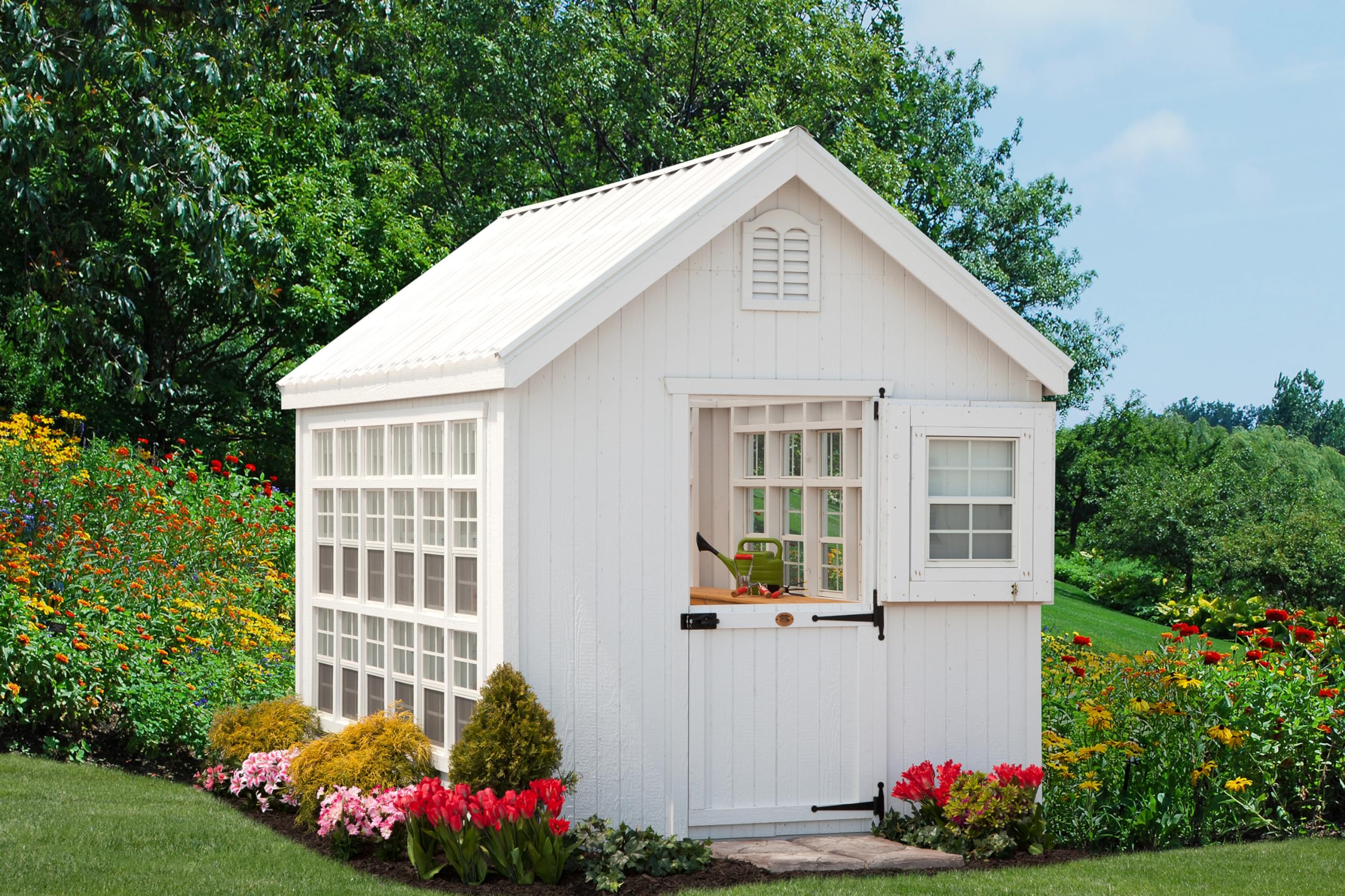 Little Cottage Co. 8x12 Colonial Gable Greenhouse - Wood DIY Kit for Garden, Backyard, Lawn