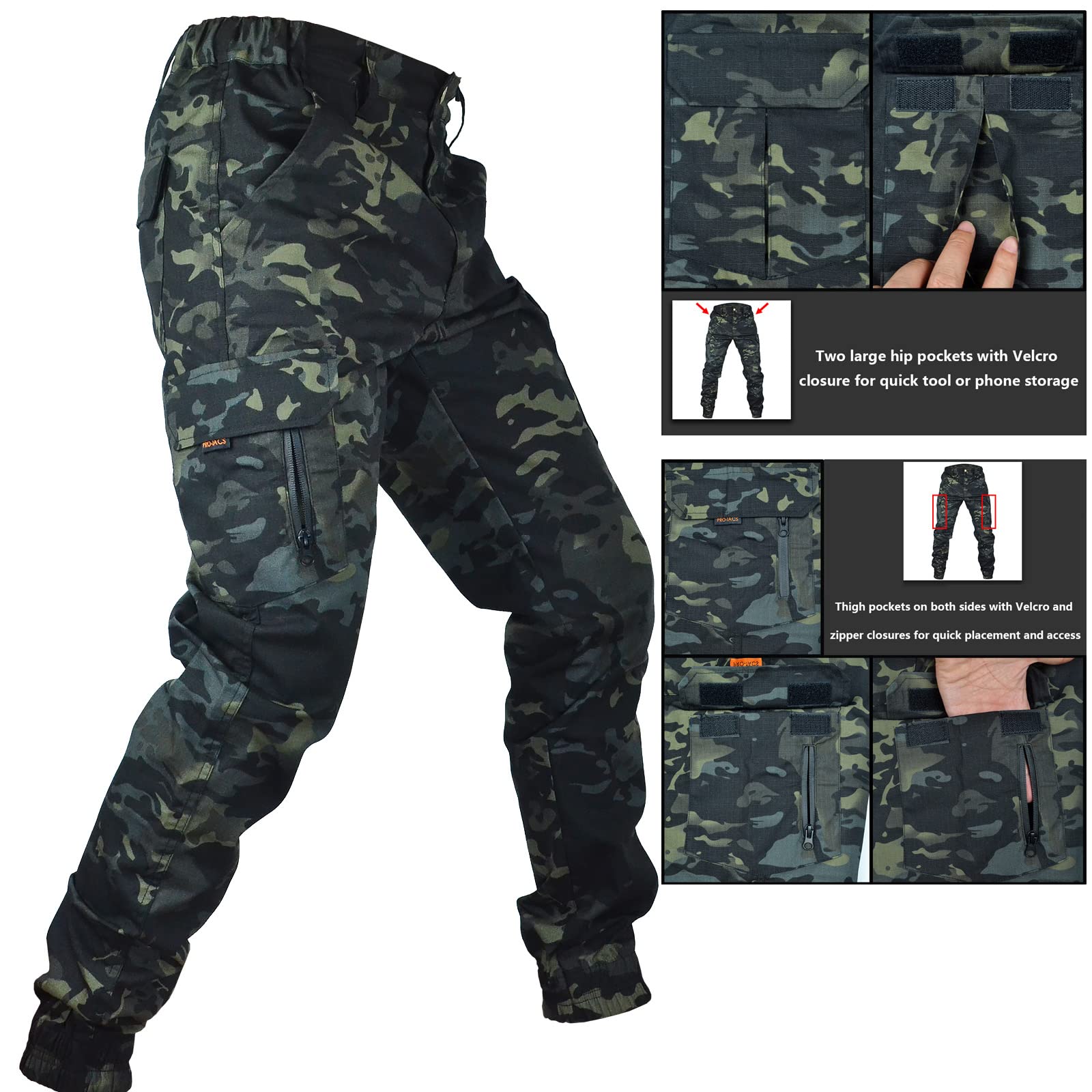 MEGE KNIGHT Men's Outdoor Hiking Pants, Tactical Pants Lightweight Casual Work Ripstop Cargo Pants for Men with Pockets UCP