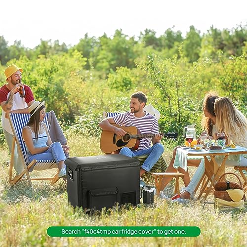 F40C4TMP 12 Volt Portable Refrigerator, 58 Quart Dual Zone Car Freezer, Independent Temperature Control -4℉ to 50℉, 55L Compressor Fridge, Camping, Travel, Trip, Vehicle, Home, 12V/24V DC & 110V AC