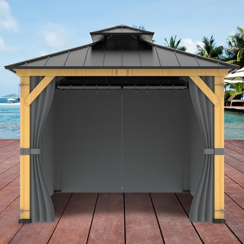 10-ft x 12-ft Gazebo Curtains,Privacy Replacement Sidewall 4-Panel Universal Shade Curtains Set,Protecting Side Walls (Only Curtain)-Grey