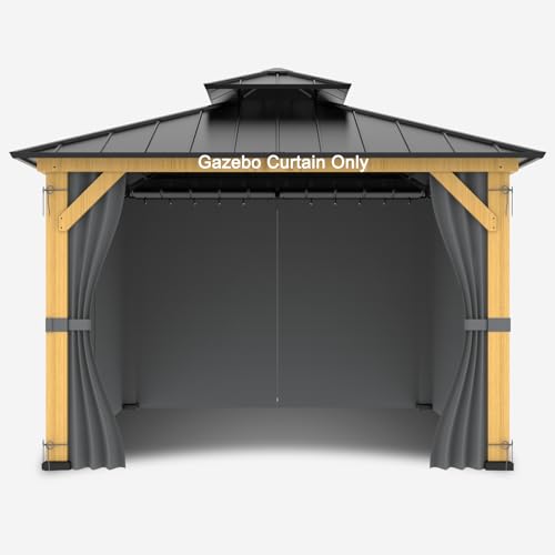 10-ft x 12-ft Gazebo Curtains,Privacy Replacement Sidewall 4-Panel Universal Shade Curtains Set,Protecting Side Walls (Only Curtain)-Grey