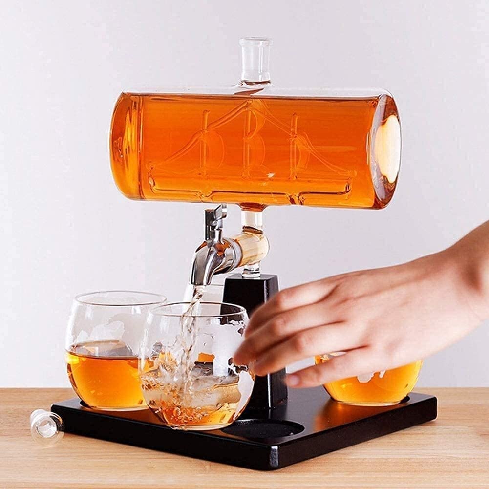 Decanter Set Whiskey Decanter Wine Decanter Whisky Glasses Decanter Set of 4 Whiskey Stones and Glass Gift Set Decanter Set Crystal Decanter Ships Decanter Wine Decanters-default
