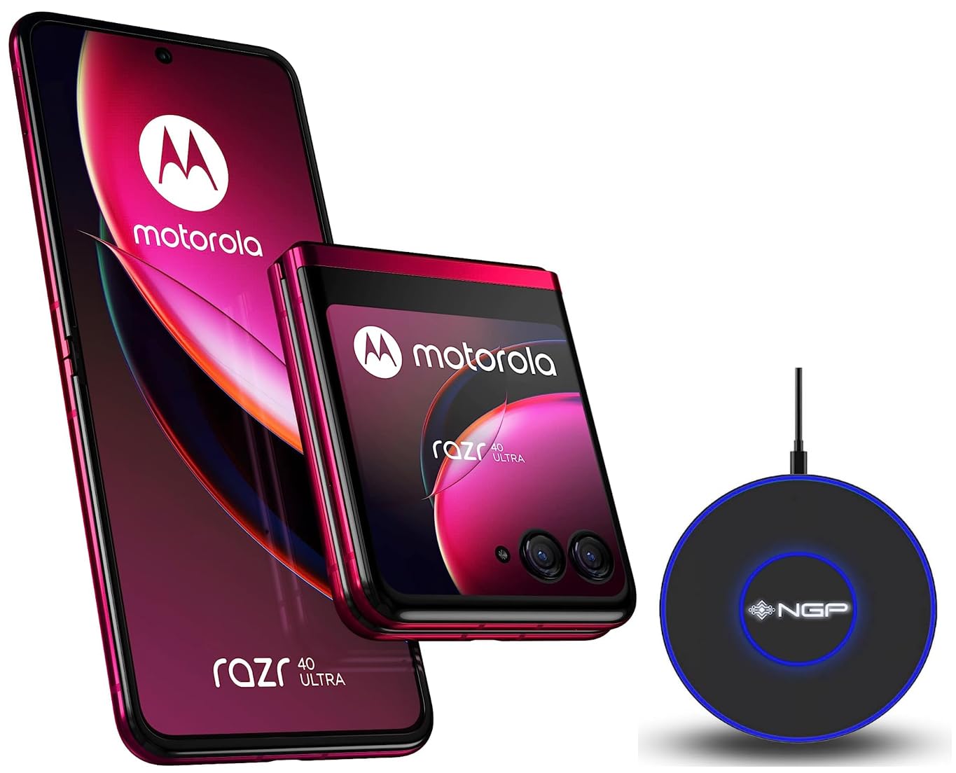 Motorola RAZR 40 Ultra 5G Dual 512GB 12GB RAM Unlocked (GSM Only | No CDMA - not Compatible with Verizon/Sprint) Global, NGP Wireless Charger Included, Black