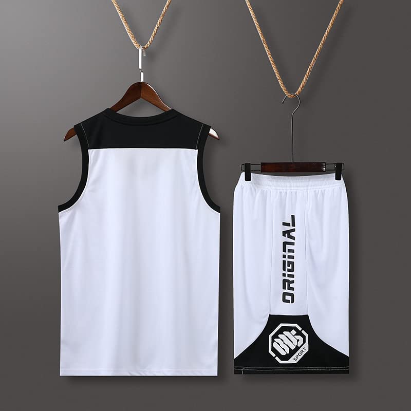 Custom Basketball Jerseys Any Name Number Team Logo - Basketball Jerseys for Men Boys Kids Aldult Basketball Uniform Set (White)