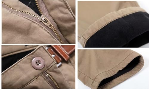 Tactical Trousers Mens Fleece Lining Winter Warm Camping Hiking Pants Multi Pockets Combat Cargo Work Pants