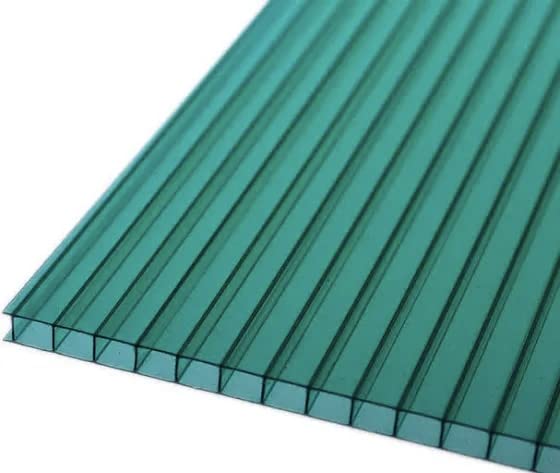 Twin Wall 8mm Polycarbonate Panel -Sheet - Cold-Flexible, Clear, Strong, Shatterproof - All-Weather Outdoor Garden and Greenhouse Covering (2' (W) X 4' (L), Green)