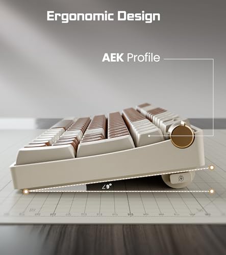 ROYALAXE X ProtoArc R100 Wireless Mechanical Keyboard, Hot Swappable Wired/Bluetooth 5.0/2.4G Wireless Keyboard with RGB Light for Windows & Mac, PBT Keycaps, Gateron G Blue Switch, Lava Brown