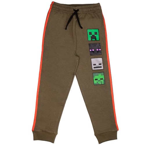 Minecraft Video Game 2-Piece Set, Boys Long Sleeve Active Mesh T-Shirt & Pants 2-Pack Bundle Set (Size 7, Orange)