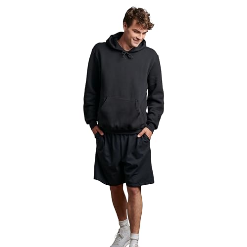 Russell Athletic Men's Cotton Baseline Short with Pockets, Black, Medium