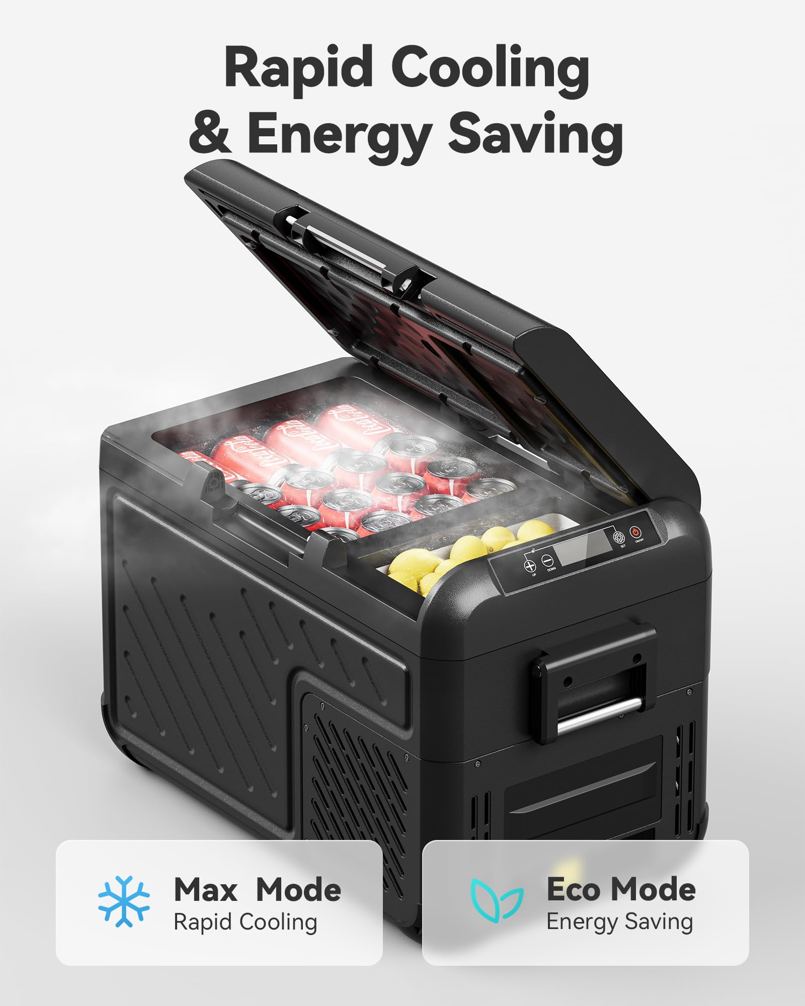 WOLFBOX 12V Portable Refrigerator, 26 Quart Car Fridge, RV Car Refrigerator with 12/24V DC 100/240V AC, Electric Cooler for Car, Camping, Travel and Home Use, APP Control