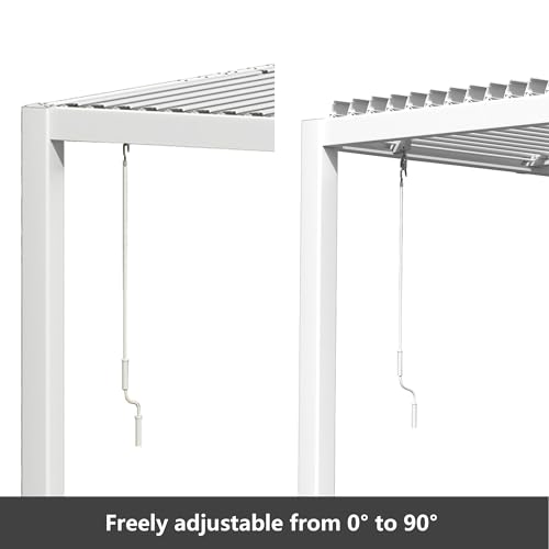 StarEcho Louvered Pergola 10 x 13 Ft with Integrated Drainage System - Durable Aluminum Outdoor Structure for Backyard, Garden, and Terrace - Adjustable Roof Gazebo for Easy Installation(White)