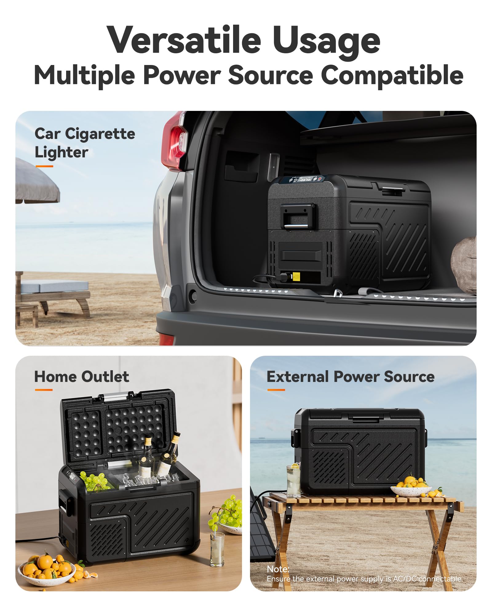 WOLFBOX 12V Portable Refrigerator, 26 Quart Car Fridge, RV Car Refrigerator with 12/24V DC 100/240V AC, Electric Cooler for Car, Camping, Travel and Home Use, APP Control