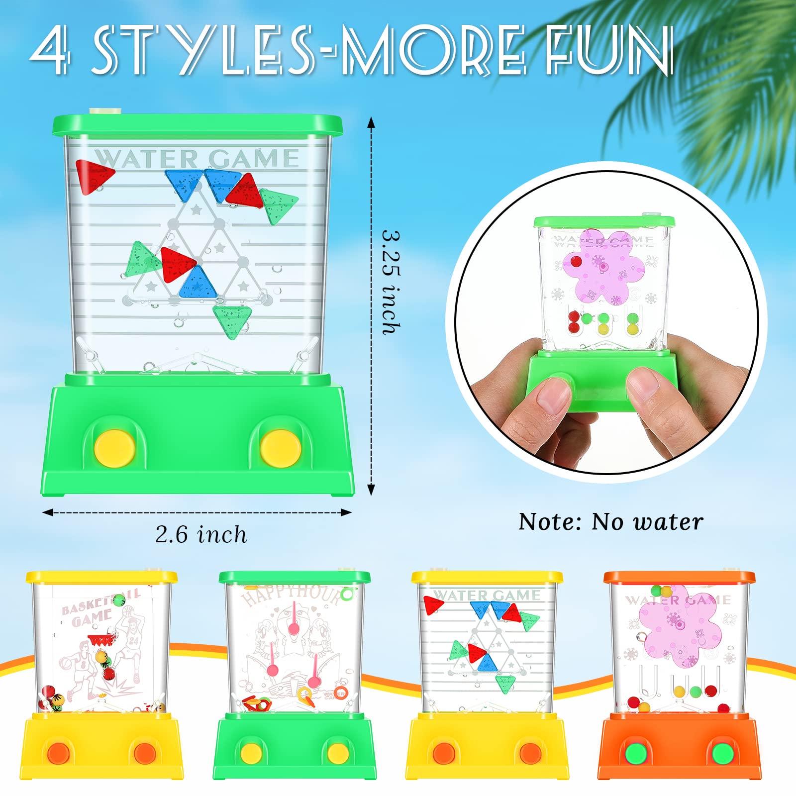 Zhanmai 16Pcs Handheld Water Game Arcade Water Ring Toss Water Tables for Beach Toy Party Favor Fun Game Entertainment, Without Water (Assorted,Stylish)