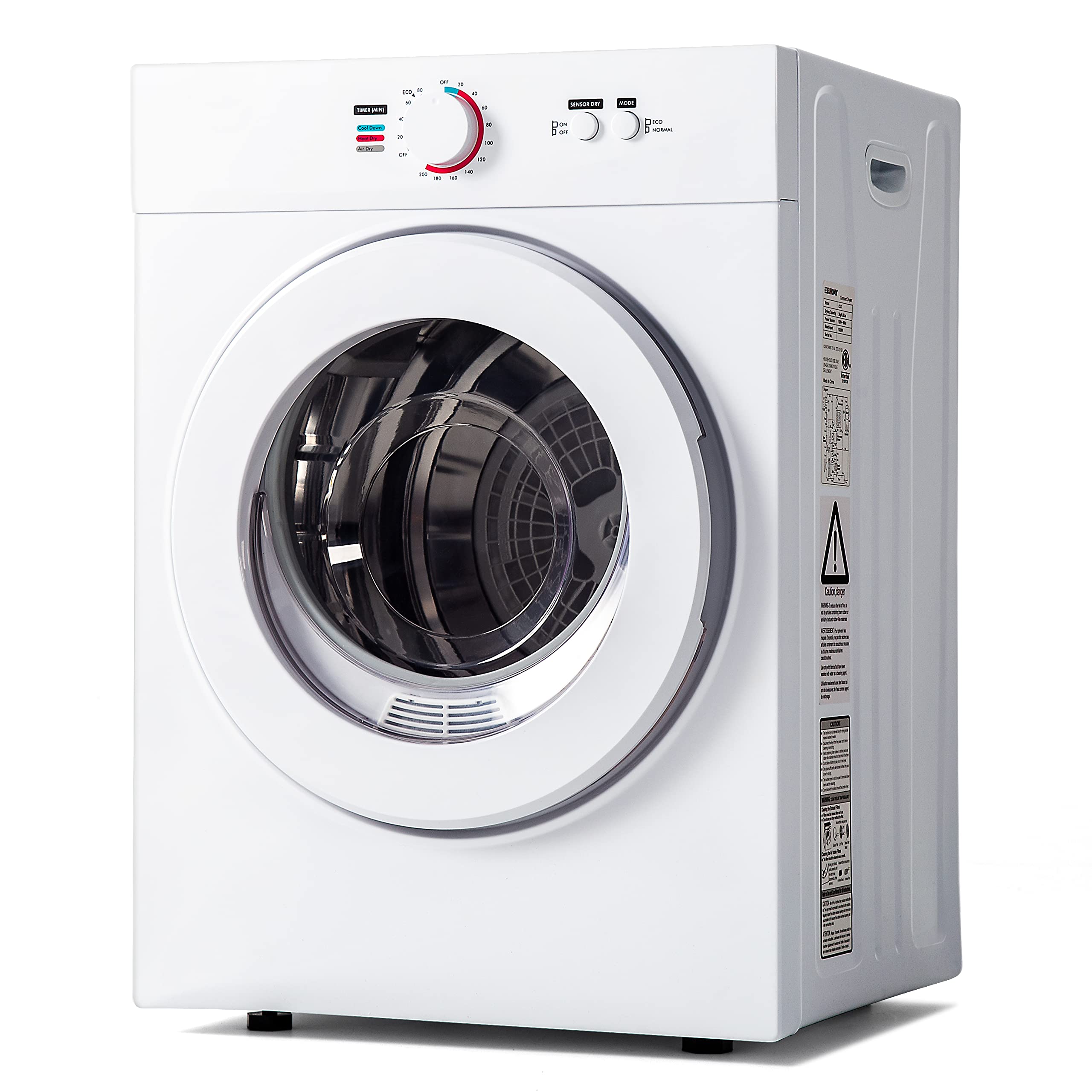 Euhomy Compact Laundry Dryer 1.8 cu.ft, Stainless Steel Clothes Dryers With Exhaust Pipe, Four-Function Portable Dryer For Apartments, Home, Dorm, White & BLACK+DECKER Small Portable Washer