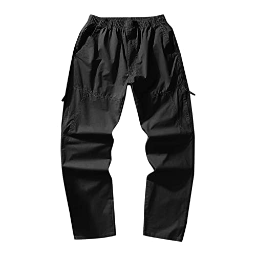 TOWMUS Cargo Pants for Men Men's Outdoor Tactical Pants Rip Stop Lightweight Truck Military Combat Cargo Work Hiking Pants Black