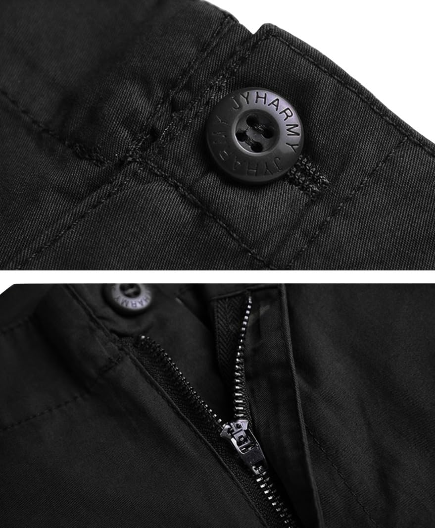 GSGGIG Men's Work Pants Outdoor Tactical Cargo Pants for Men, Cotton Casual Combat Pants with Zipper Pockets No Belt 9920-Black-32