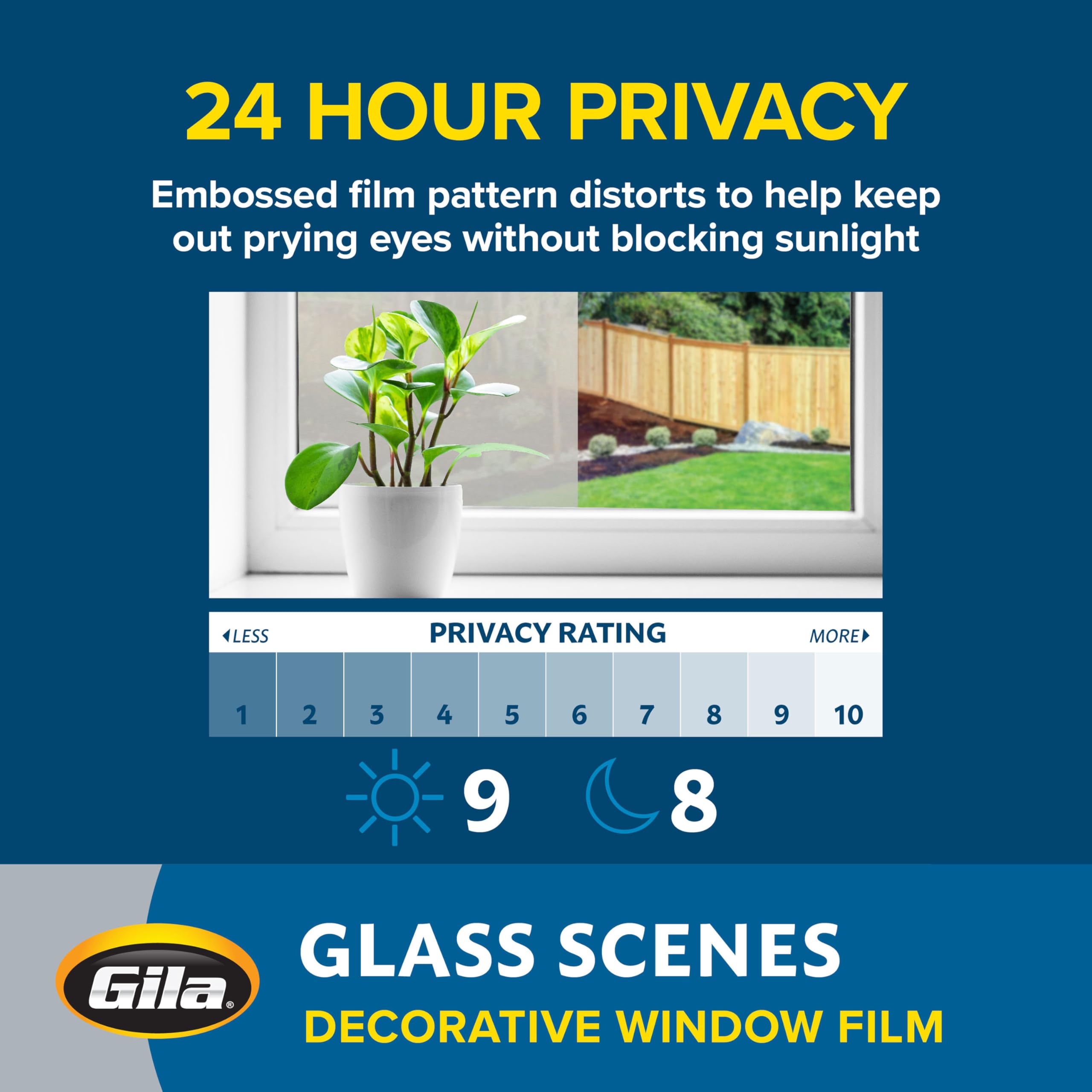 Gila Glass Scenes Frosted Glass Static Cling Window Film, 3ft x 6.5ft