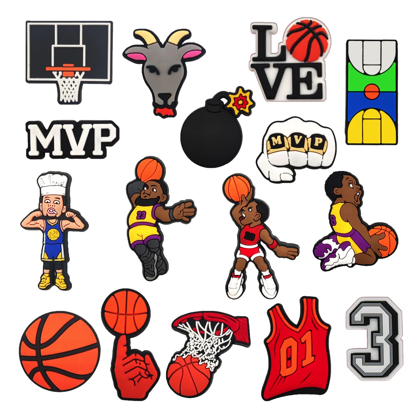 dntt 16Pcs basketball shoe charms for boys Sport Shoe Decoration basketball Game Accessories for Adults boys Girls kids Women Party's Favor