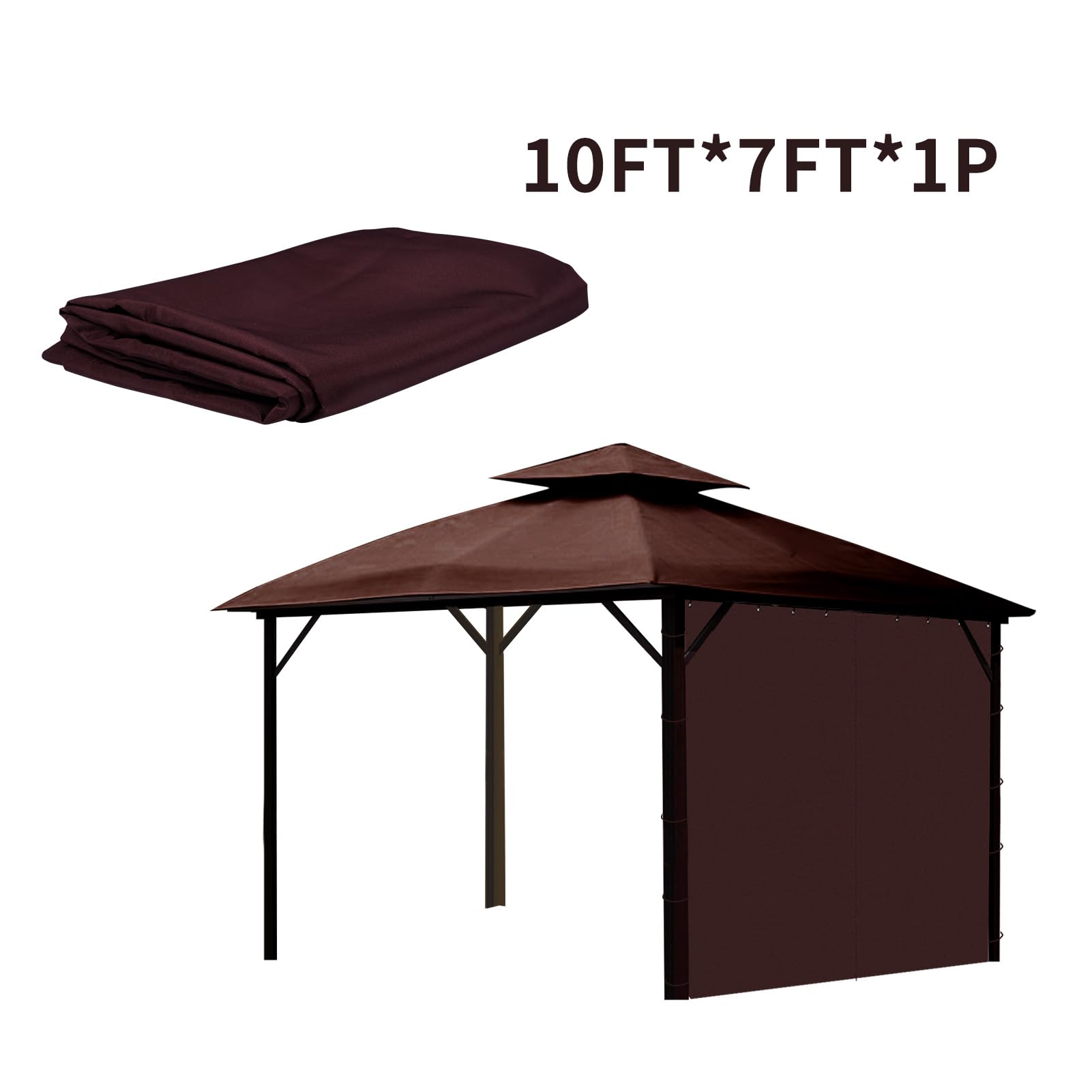 AONEAR Gazebo Privacy Curtain with Zipper Side Wall Universal Replacement for 10' x 10' Gazebo, Patio, Outdoor Canopy, Garden and Backyard,Coffee Brown (1-Panel Curtain Only)