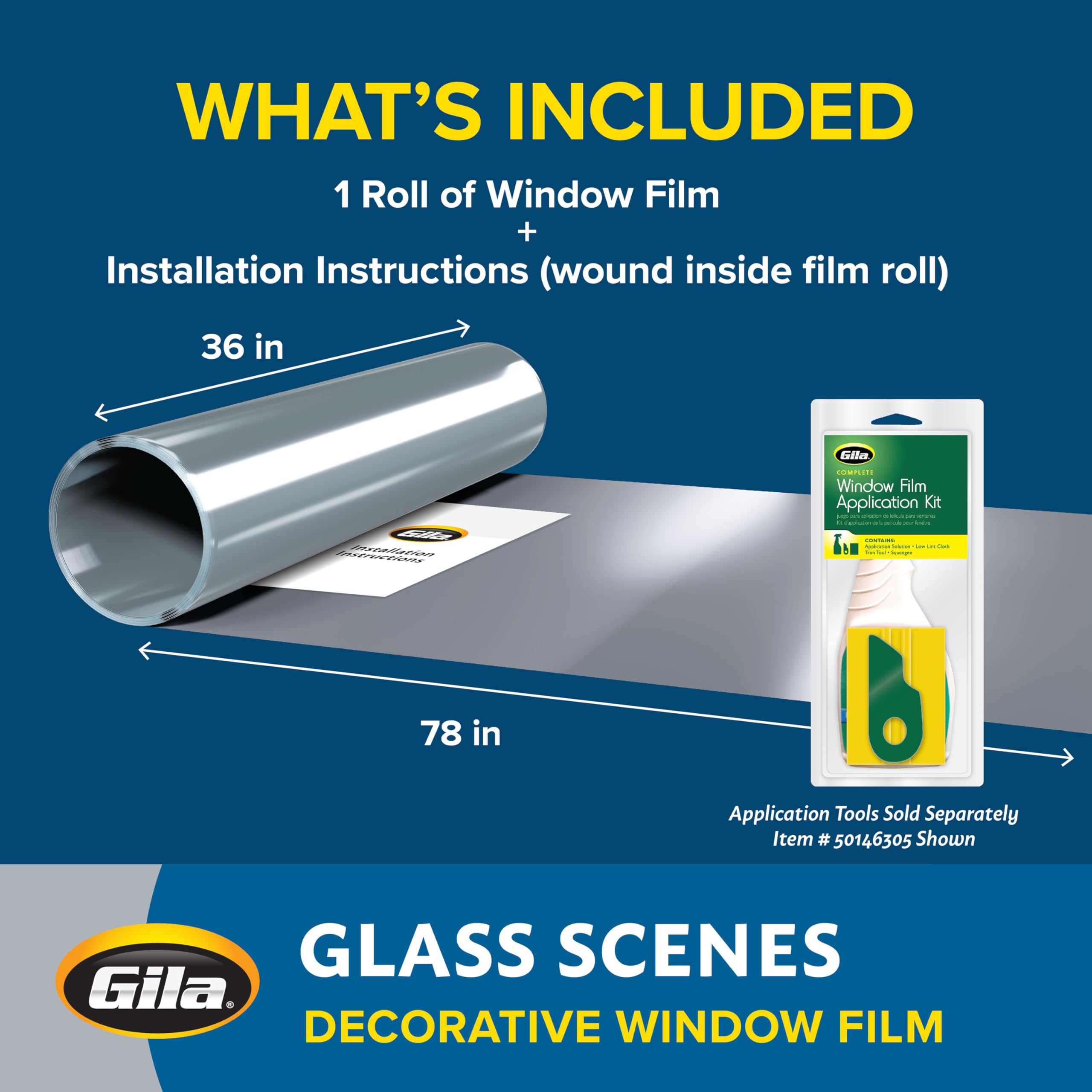 Gila Glass Scenes Frosted Glass Static Cling Window Film, 3ft x 6.5ft