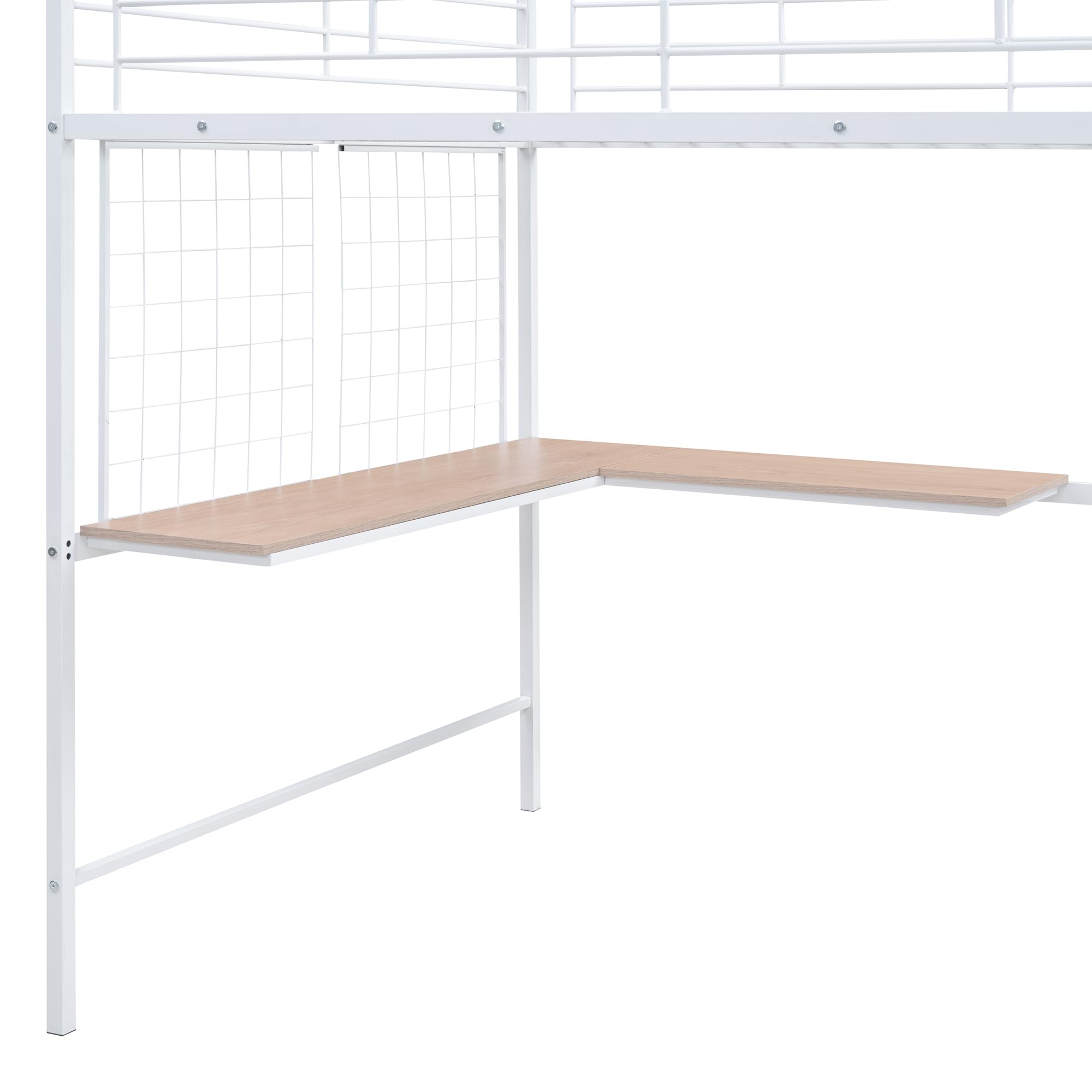 DNYN Stairway Full Size Loft Bed with Desk(L Shaped) & Storage Shelves & Wardrobe Design for Kids/Teen/Adults,Sturdy Metal Bedframe w/Safety Guardrails,Super Save Space & No Box Spring Needed, White