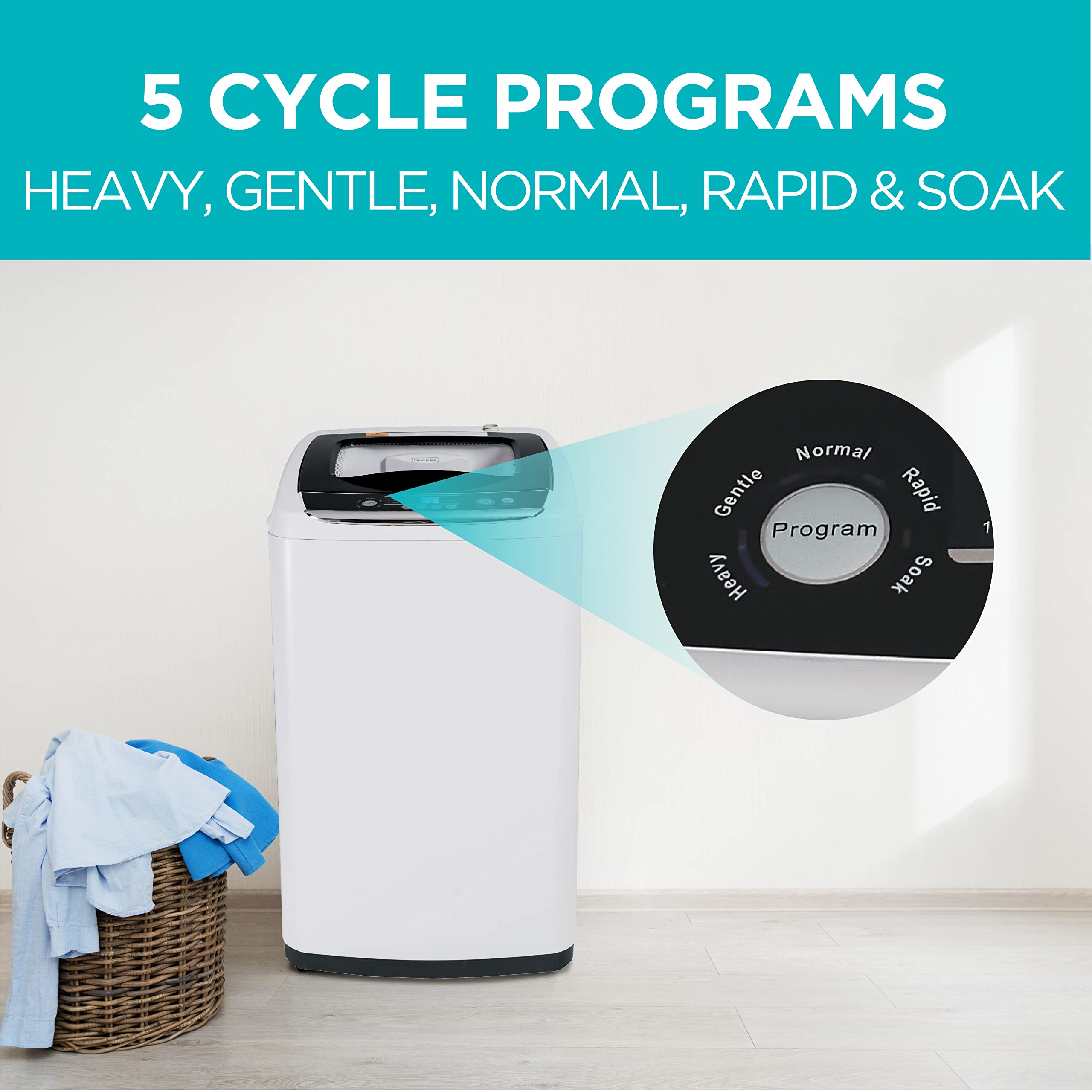 Euhomy Compact Laundry Dryer 1.8 cu.ft, Stainless Steel Clothes Dryers With Exhaust Pipe, Four-Function Portable Dryer For Apartments, Home, Dorm, White & BLACK+DECKER Small Portable Washer