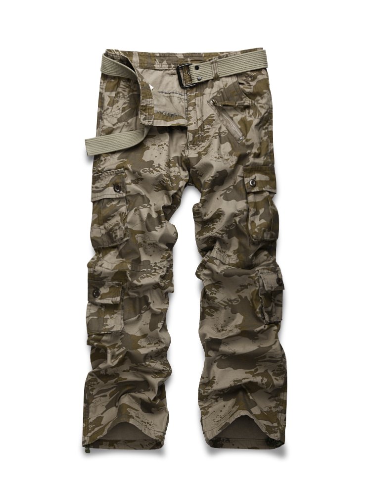 Men's Military Cargo Pants, Casual Camo Tactical Wild Combat Camouflage with 8 Pockets Wave Camo Tag 42-US 40