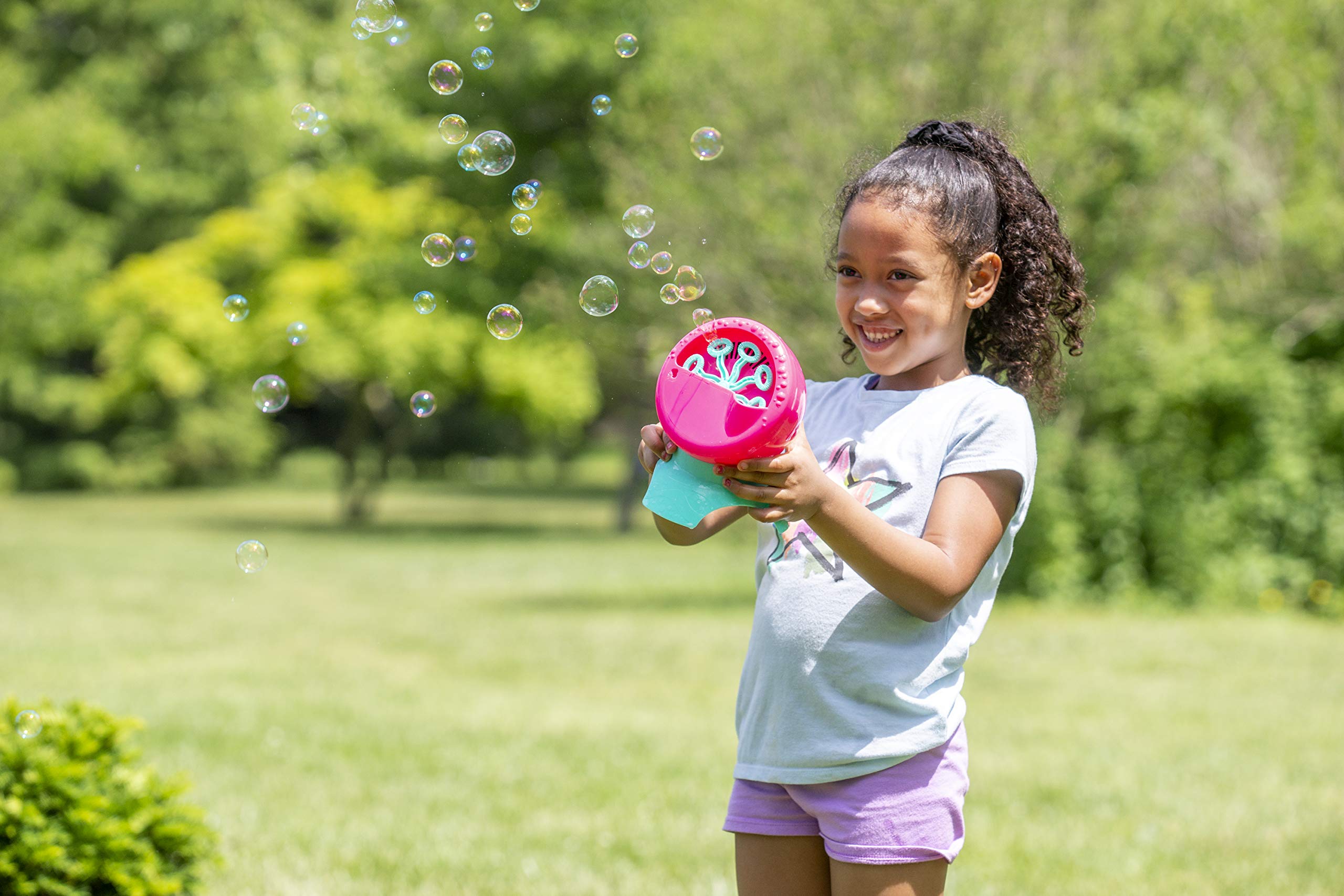 Little Kids Fubbles Bubble Blastin’ Bigger Bubbles Kids Automatic Party Machine and Includes 4oz of Bubble Solution Toy, Pink