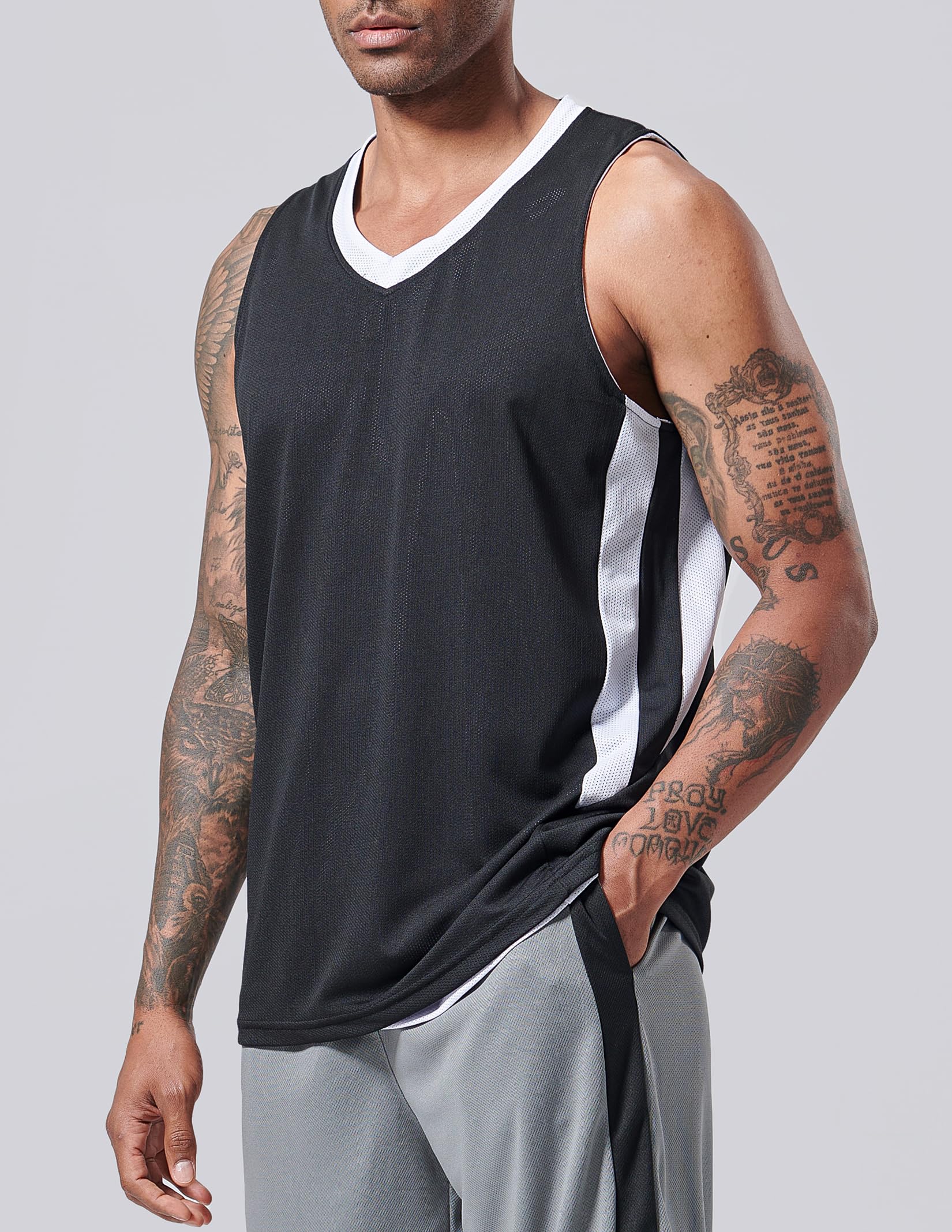 Liberty Imports Reversible Men's Mesh Athletic Basketball Jersey Single for Team Scrimmage (Black/White, Large)