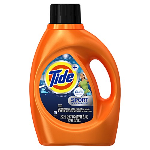 Tide Plus Febreze Fresh Sport Odor Defense Liquid Laundry Detergent, Active Fresh Scent, 2.72 L (59 Loads) - Packaging May Vary