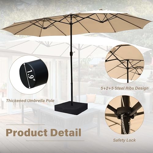 Cozy Daisy 15 FT Patio Umbrella With Base Included, Deck Umbrellas Outside With Stand