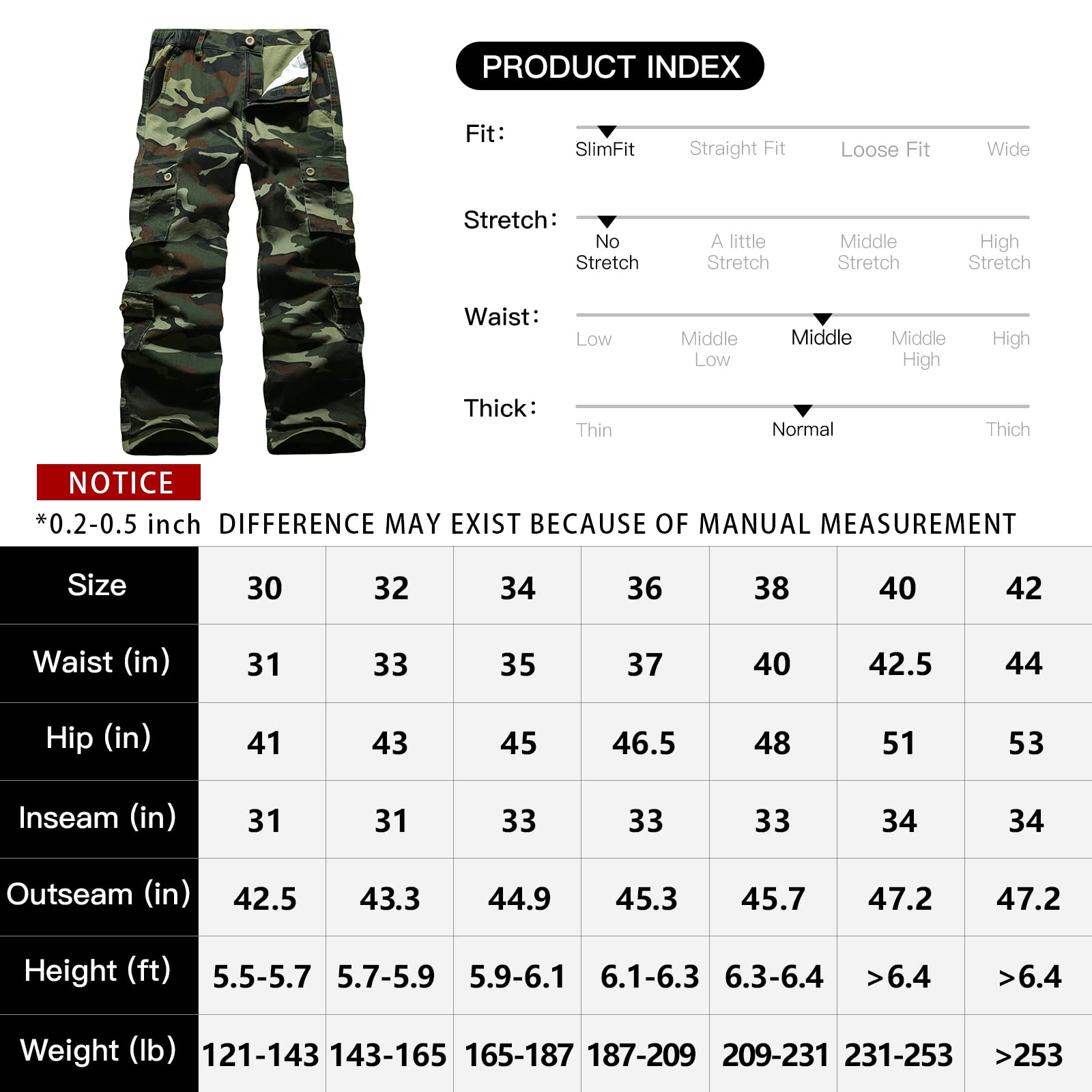 zeetoo Mens Relaxed-Fit Cargo Pants Multi Pocket Military Camo Combat Work Pants GZ03 Green Camo