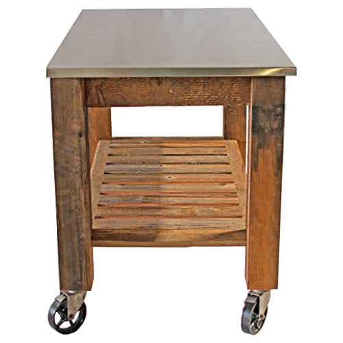 Redwood Potting Table Rolling Cart Swivel Cast Iron Wheels with Brakes Outdoor Garden Work Bench (No Hardware)