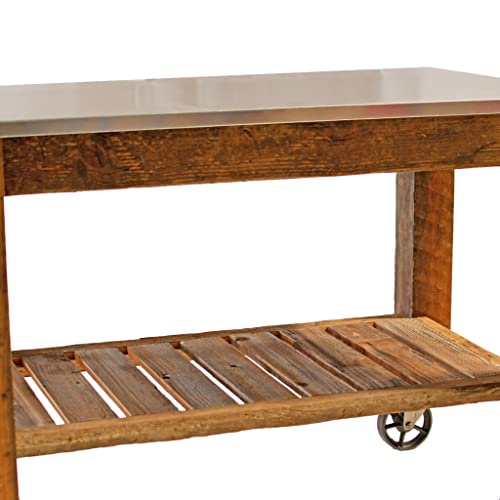 Redwood Potting Table Rolling Cart Swivel Cast Iron Wheels with Brakes Outdoor Garden Work Bench (No Hardware)