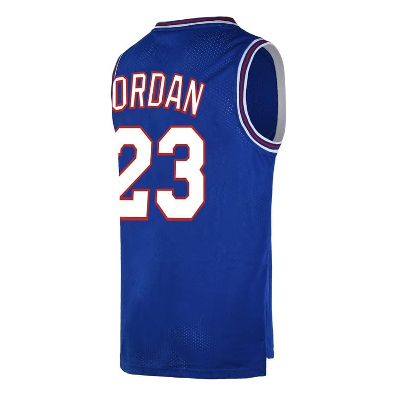 OTHERCRAZY Mens Basketball Jersey #23 Space Movie Jersey S-XXL White/Black/Blue (Blue, Small)