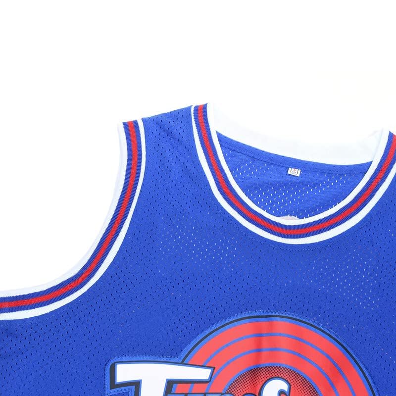 OTHERCRAZY Mens Basketball Jersey #23 Space Movie Jersey S-XXL White/Black/Blue (Blue, Small)