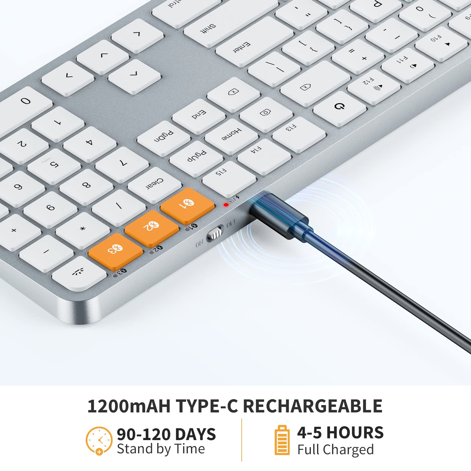ProtoArc Backlit Bluetooth Keyboard for Mac, K100-A Ultra Slim Wireless Keyboard with Numeric Keypad, 3-Device Connection, Rechargeable for Mac Mini MacBook Pro, MacBook Air, iMac, iPad