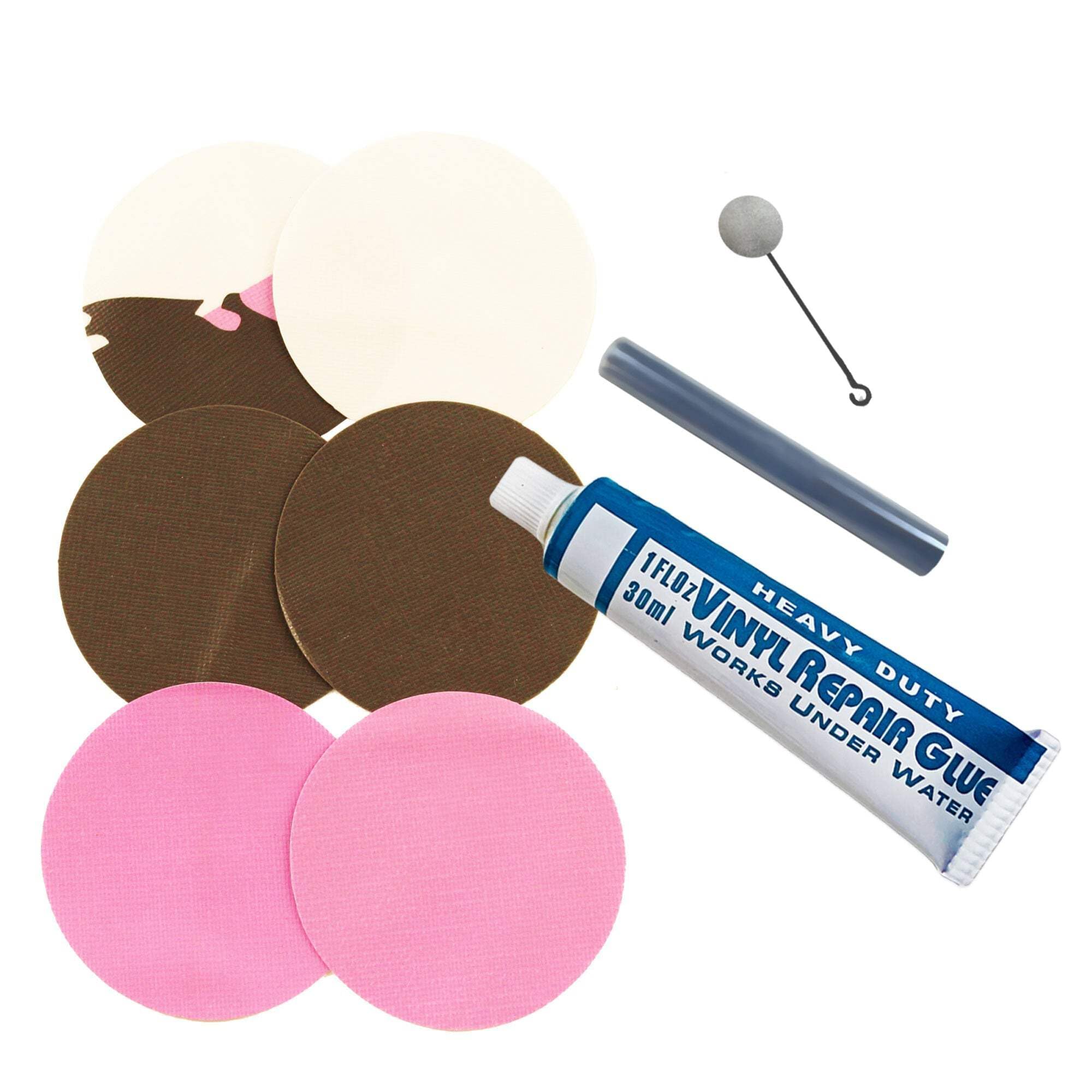Pool Above Repair Kit for River Run Tube | Vinyl Glue | Pink and Multi Patches
