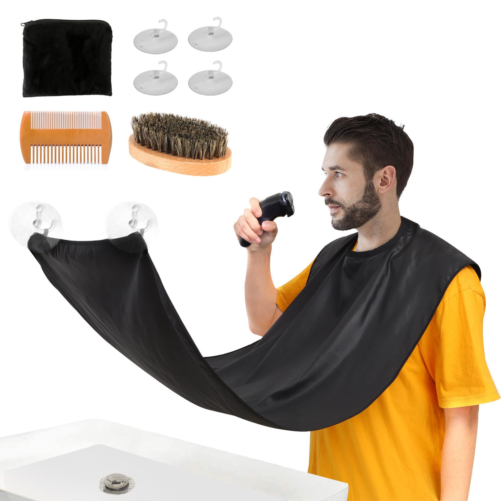 Beard Bib Apron for Shaving, Hair Catcher for Trimming,Christmas Stocking Stuffers for Men, Gifts for Men Him Dad husband