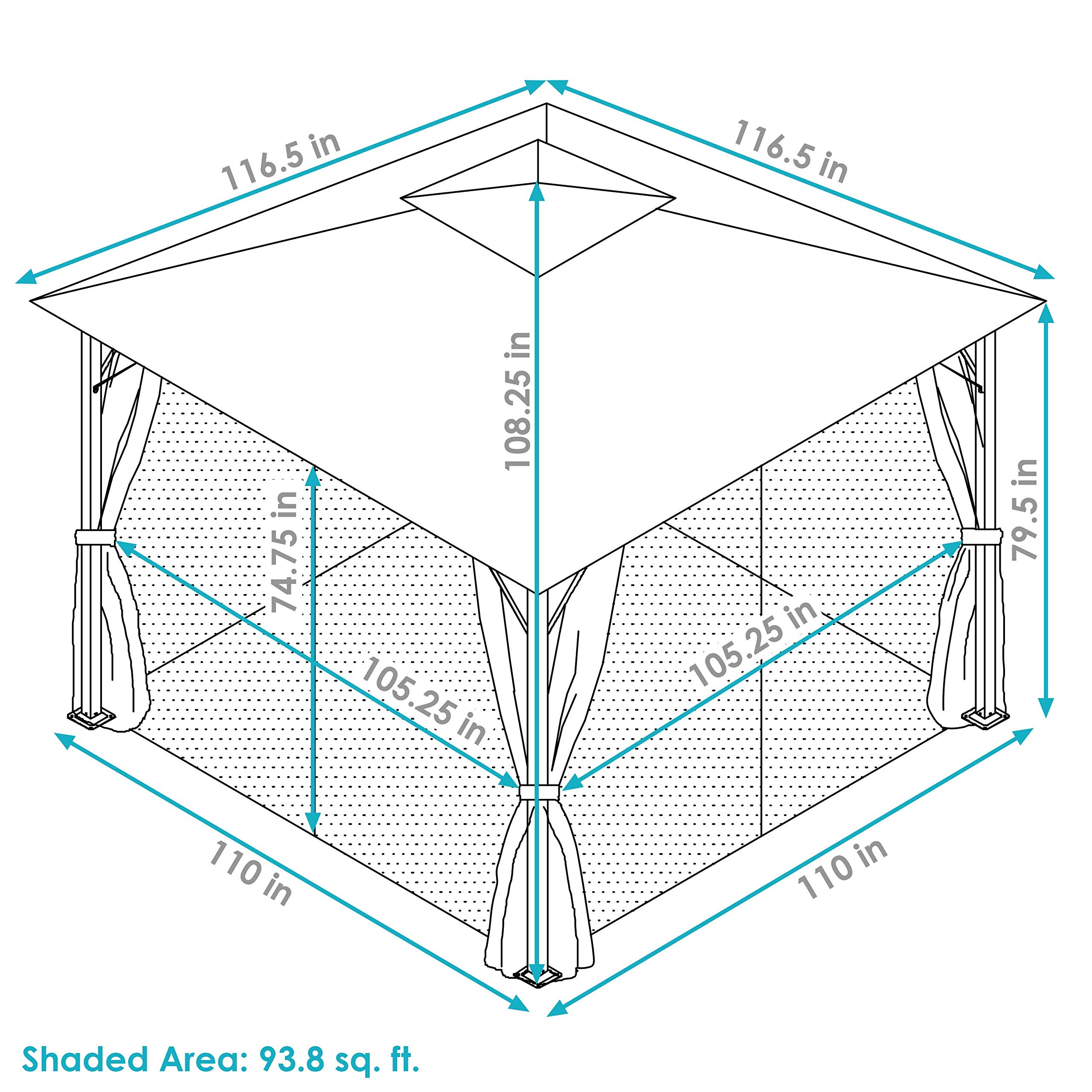Sunnydaze 10 x 10 Foot Soft-Top Patio Gazebo with Screens and Privacy Walls - Great for Backyard, Garden or Deck - Brown