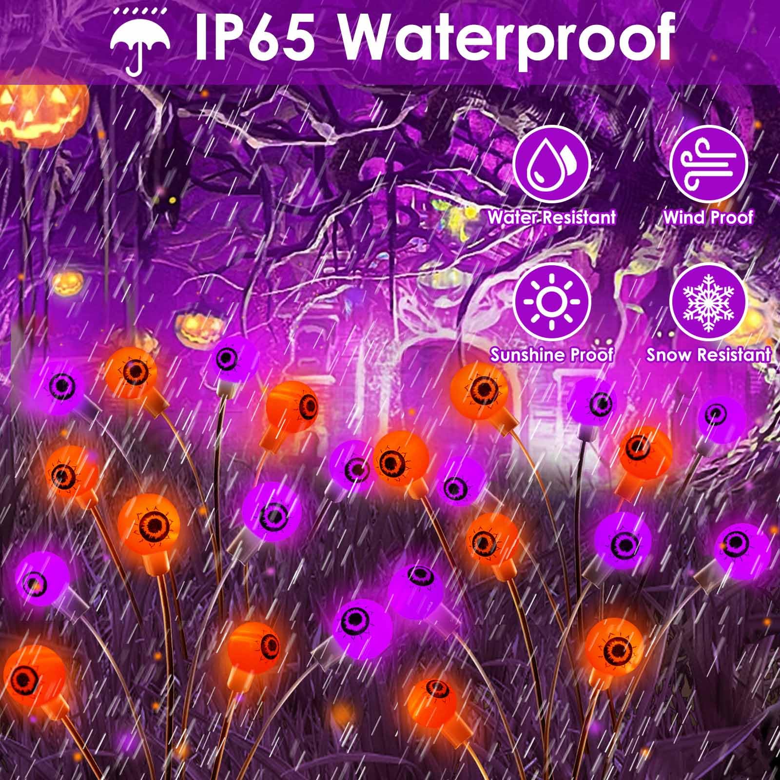 6 ๐๐๐๐ ๐๐ช๐ต๐ต๐ธ๐๐ฎ๐ฎ๐ท Halloween Scary Solar Eyeballs Garden Lights, 6 Pack Halloween Lights Outside, Solar Firefly Lights Outdoor๏ผSolar Swaying Lights for Garden Path Decor (Purple&Orange)