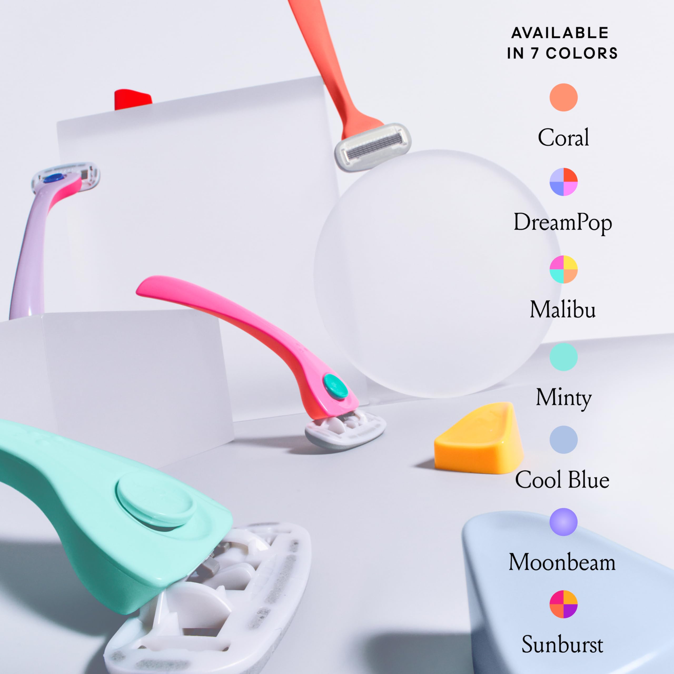 Billie Razors for Women Shave Kit – Razor + 4 x 5-Blade Razor Refills + Magnetic Holder – Minty