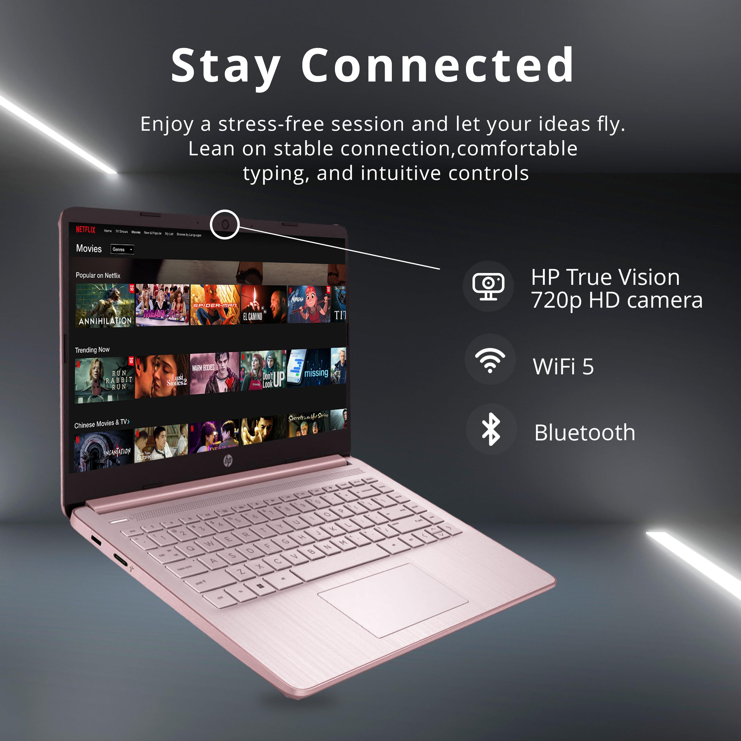 HP Stream 14" HD BrightView Laptop, Intel Celeron N4120 Processor, 8GB RAM, 64GB Storage, Intel HD Graphics, Webcam, 1 Year Office 365, Pink, Windows 11 S, 32GB Hotface USB Card